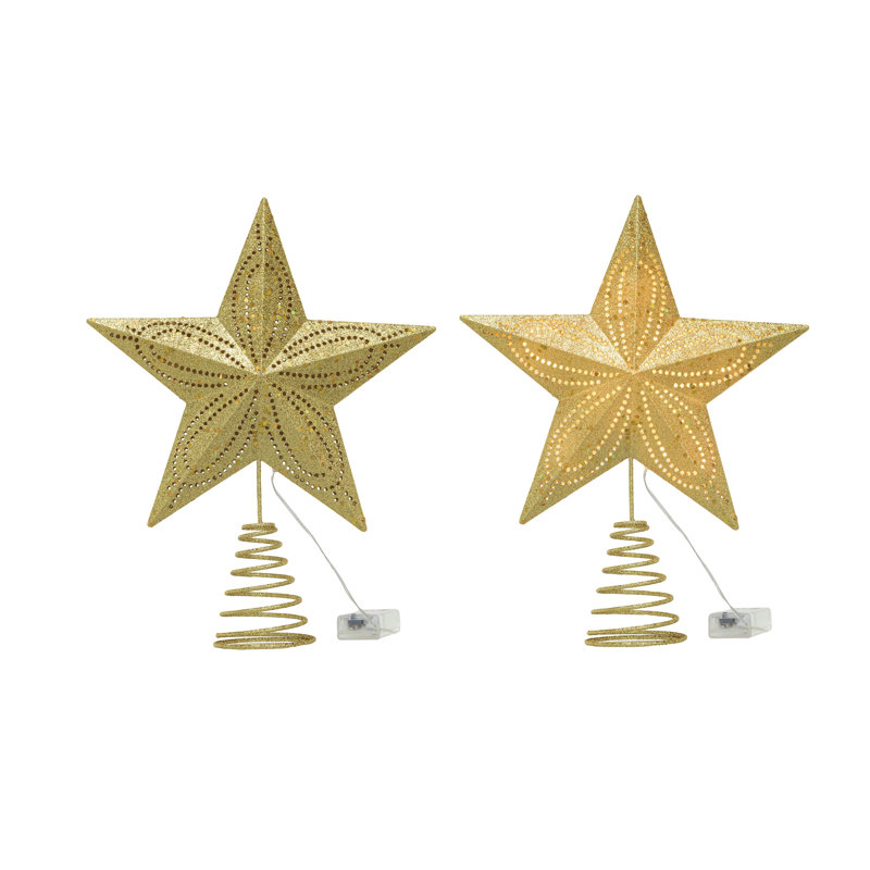 The Holiday Aisle® Plastic Star Tree Topper With Cut-Outs And LED ...