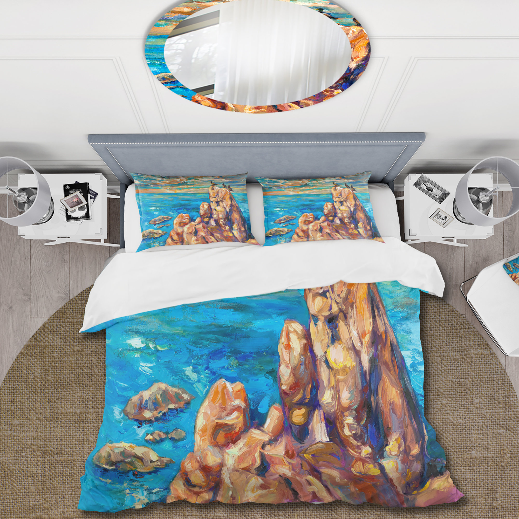 Design Art Cliffs By The Blue Ocean I - Nautical & Coastal Duvet Cover ...