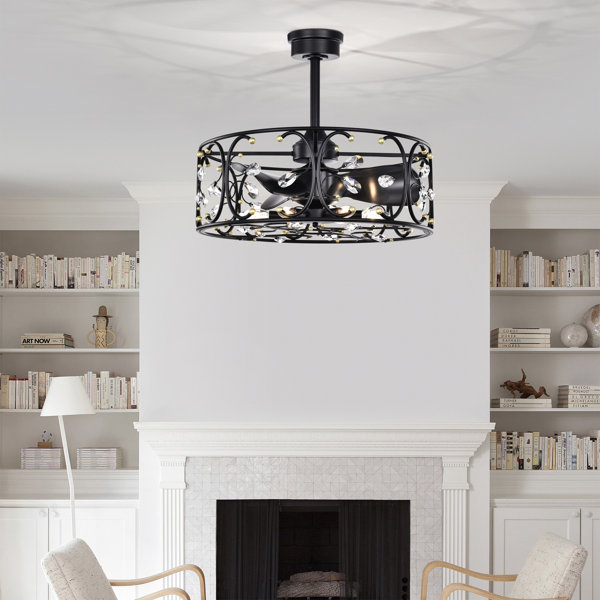 Warehouse of Tiffany Raja 24 Inch Crystal Glam Style Ceiling fan With ...