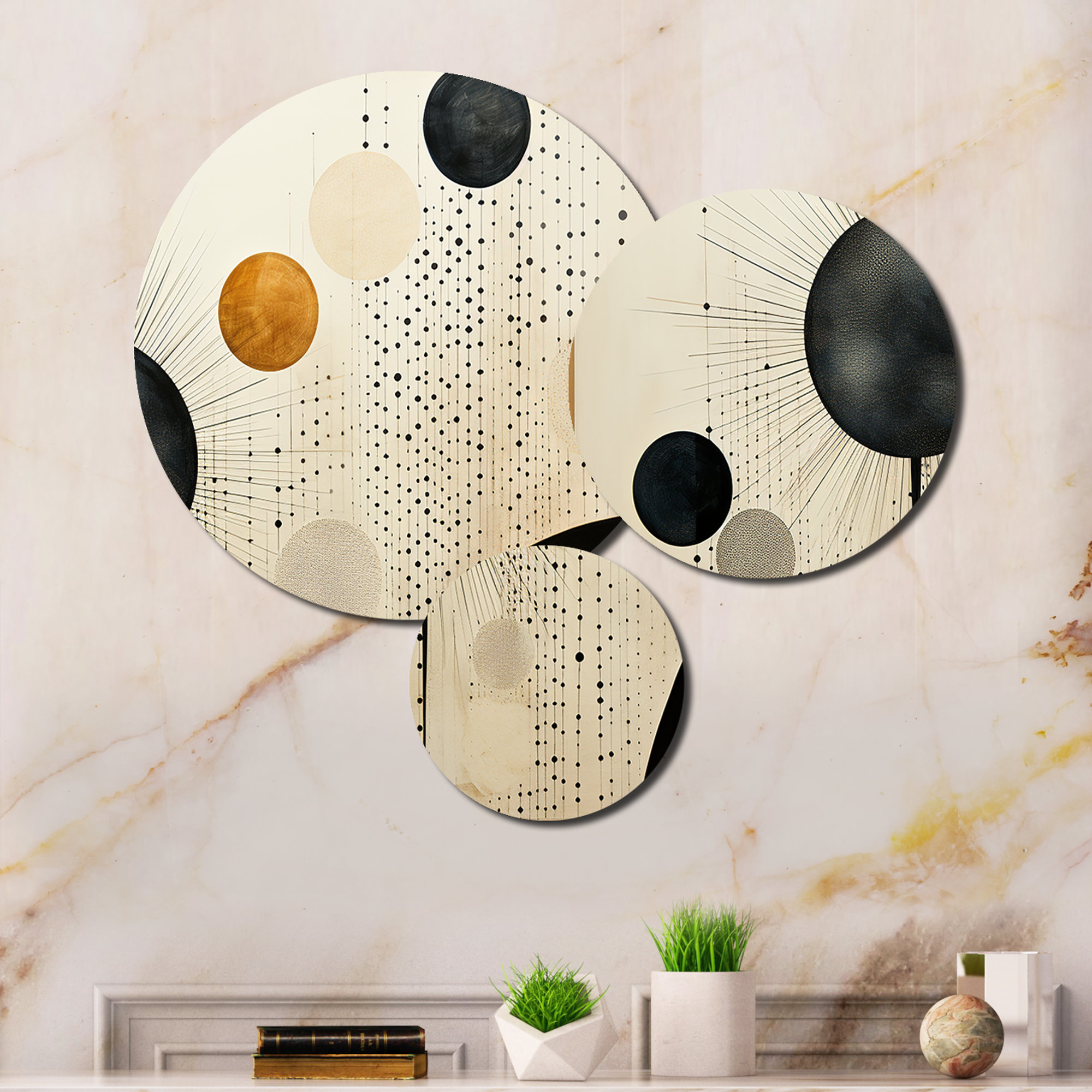 Ivy Bronx Beige Black Mid Century Minimalist Oasis - Abstract Collages ...