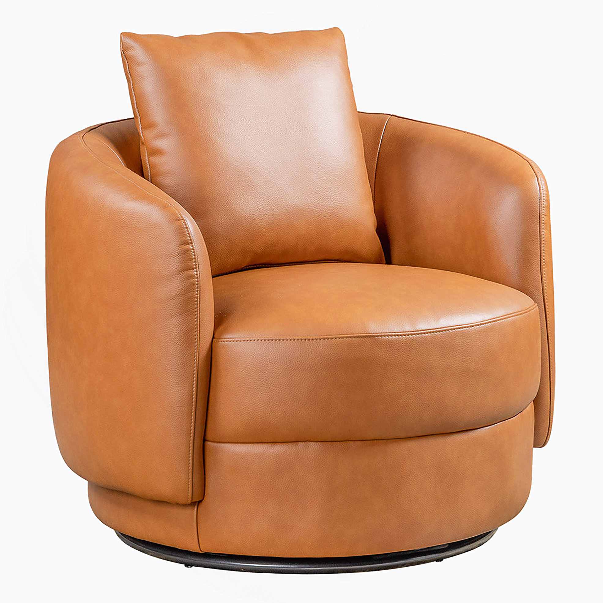 Hokku Designs Dylan Cognac Leather Swivel Chair | Wayfair