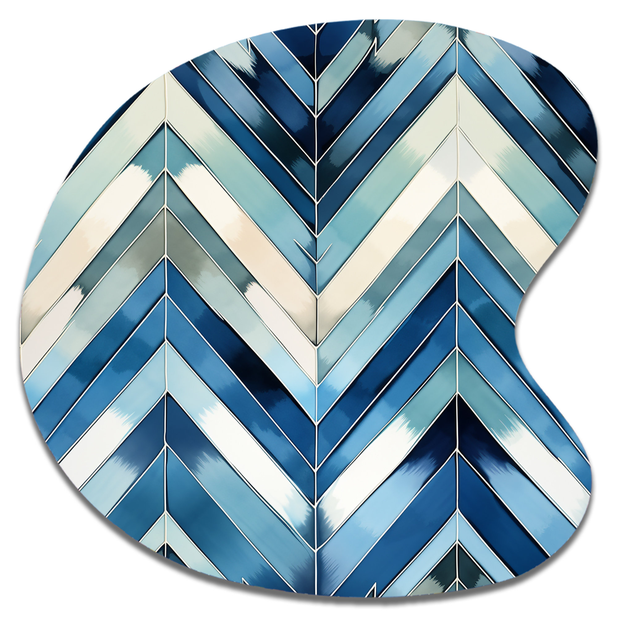 Design Art Vintage Cobalt Blue White Chevron Geometric I - Chevron ...