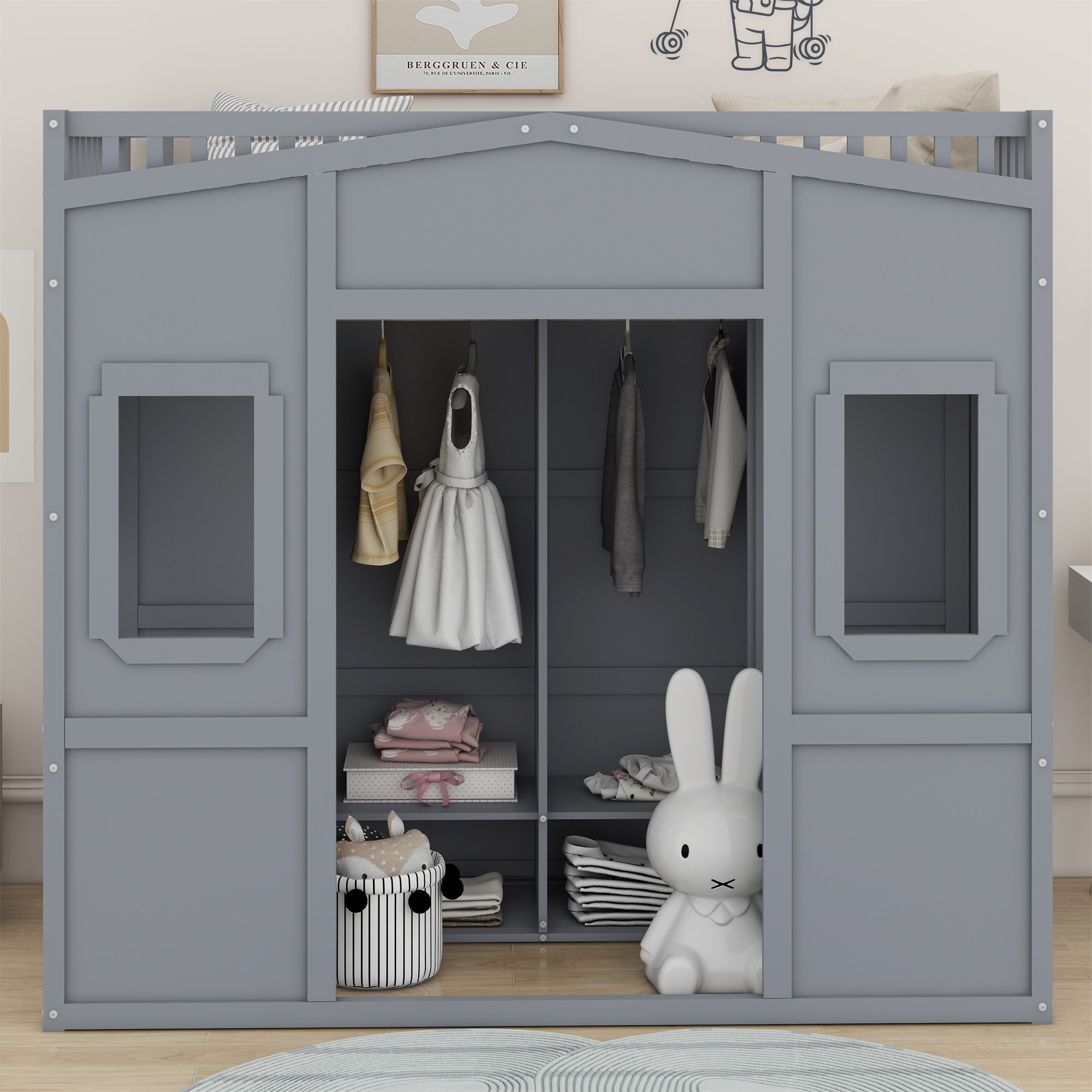 Harriet Bee House Loft Bed With Ladder And Wardrobe | Wayfair