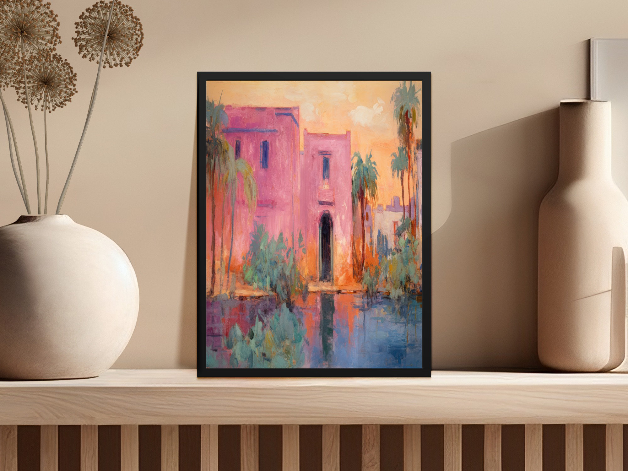 Brayden Studio Desert Oasis Architecture Art Palm Trees Wall Decor ...