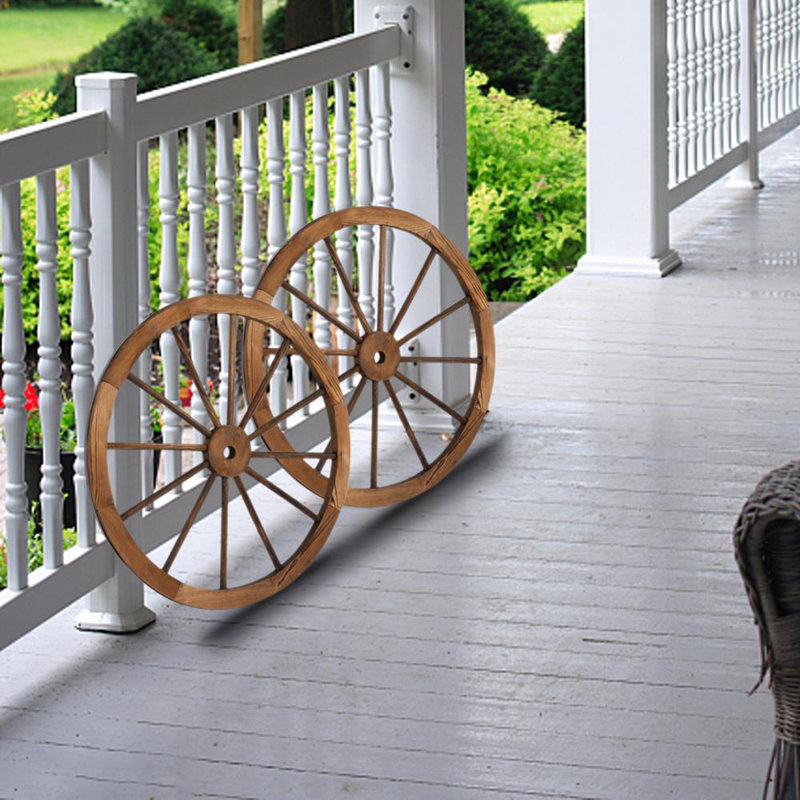 Millwood Pines Paulin Brown Rustic Fir Decoration Wagon Wheels | Wayfair