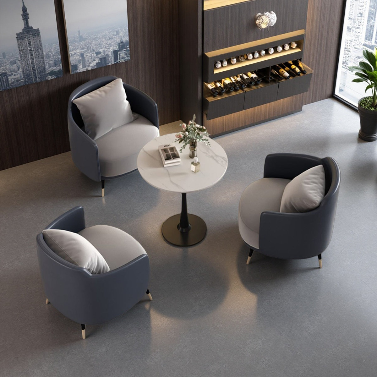 Elamer Modern Simple Faux Leather Reception Sets - Wayfair Canada