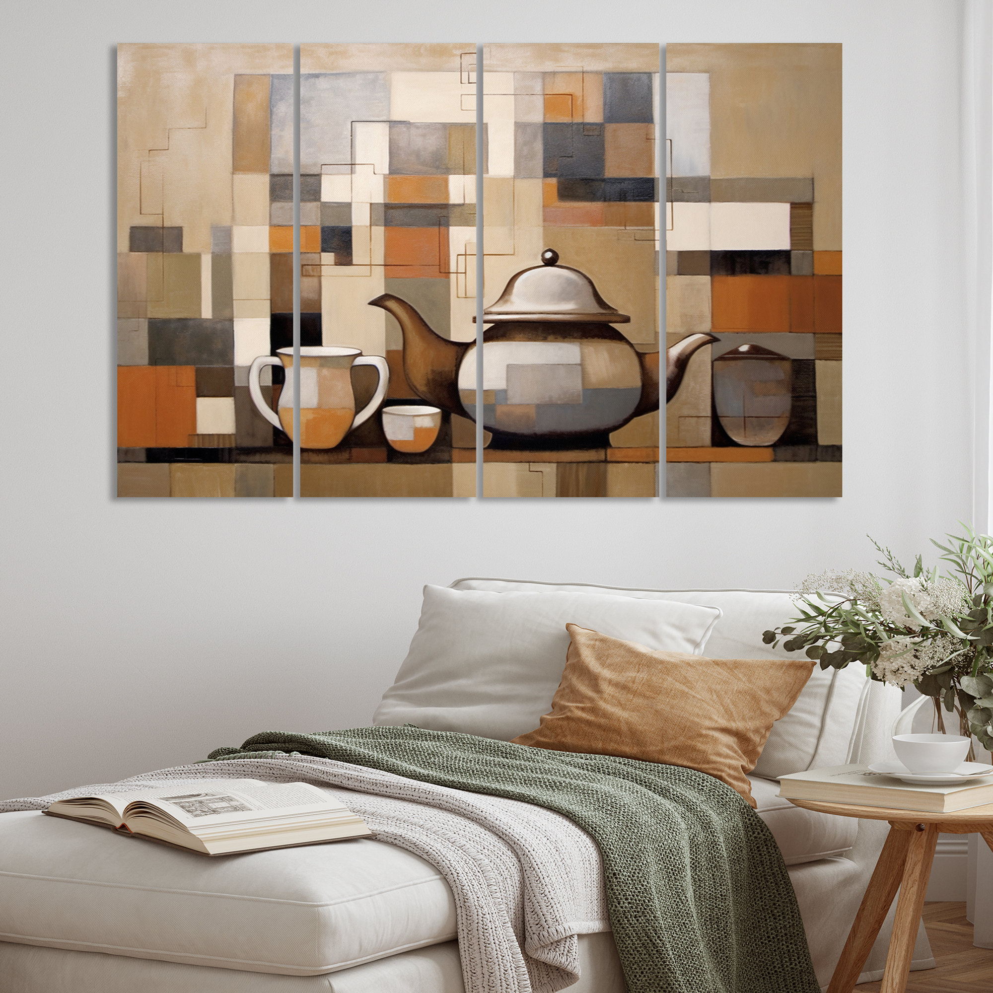 Design Art Cubism Culinary Pottery - Food & Beverage Canvas Wall Art ...