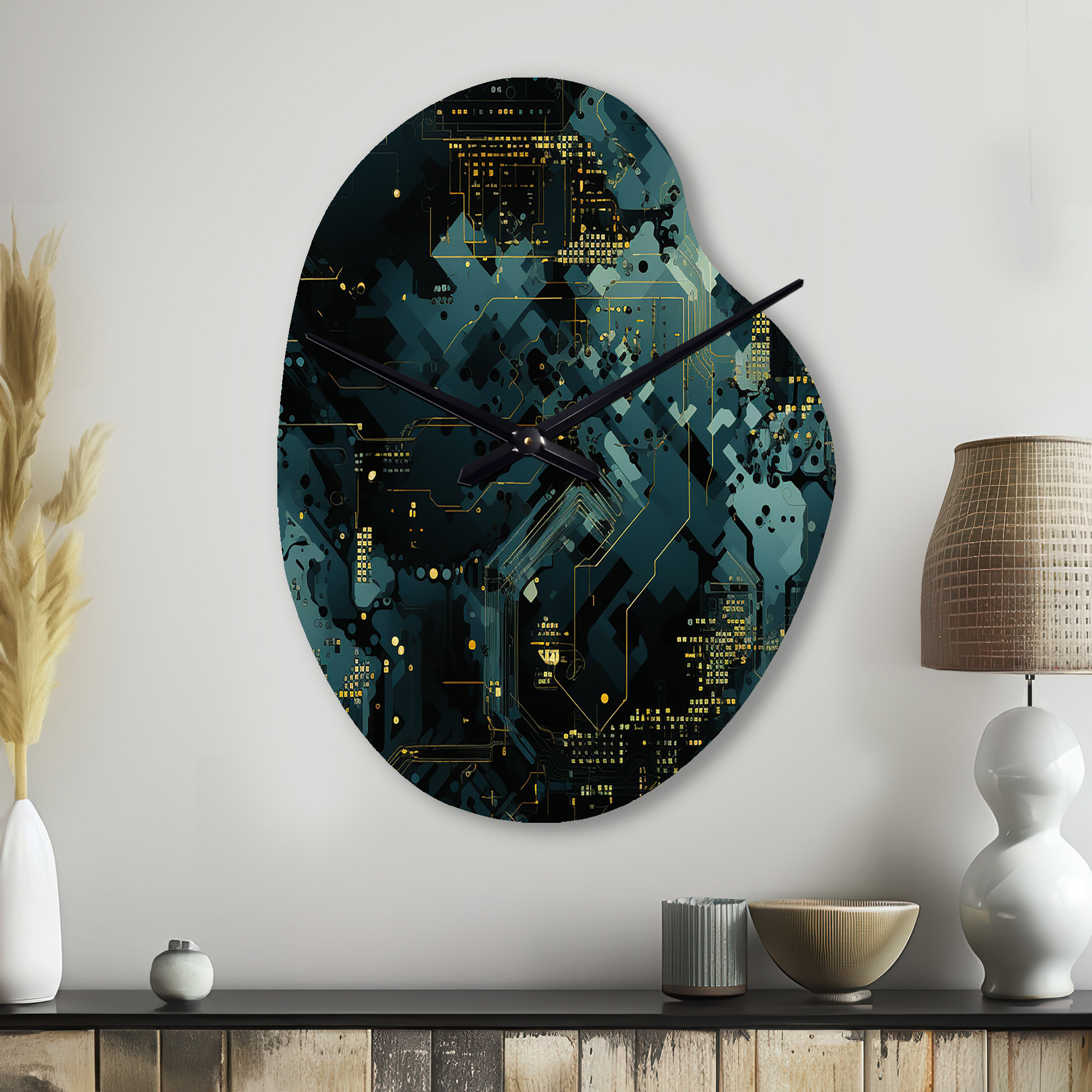 Design Art Cyber Camo Nexus - Pear Shape Decorative Blue Abstract Wall ...