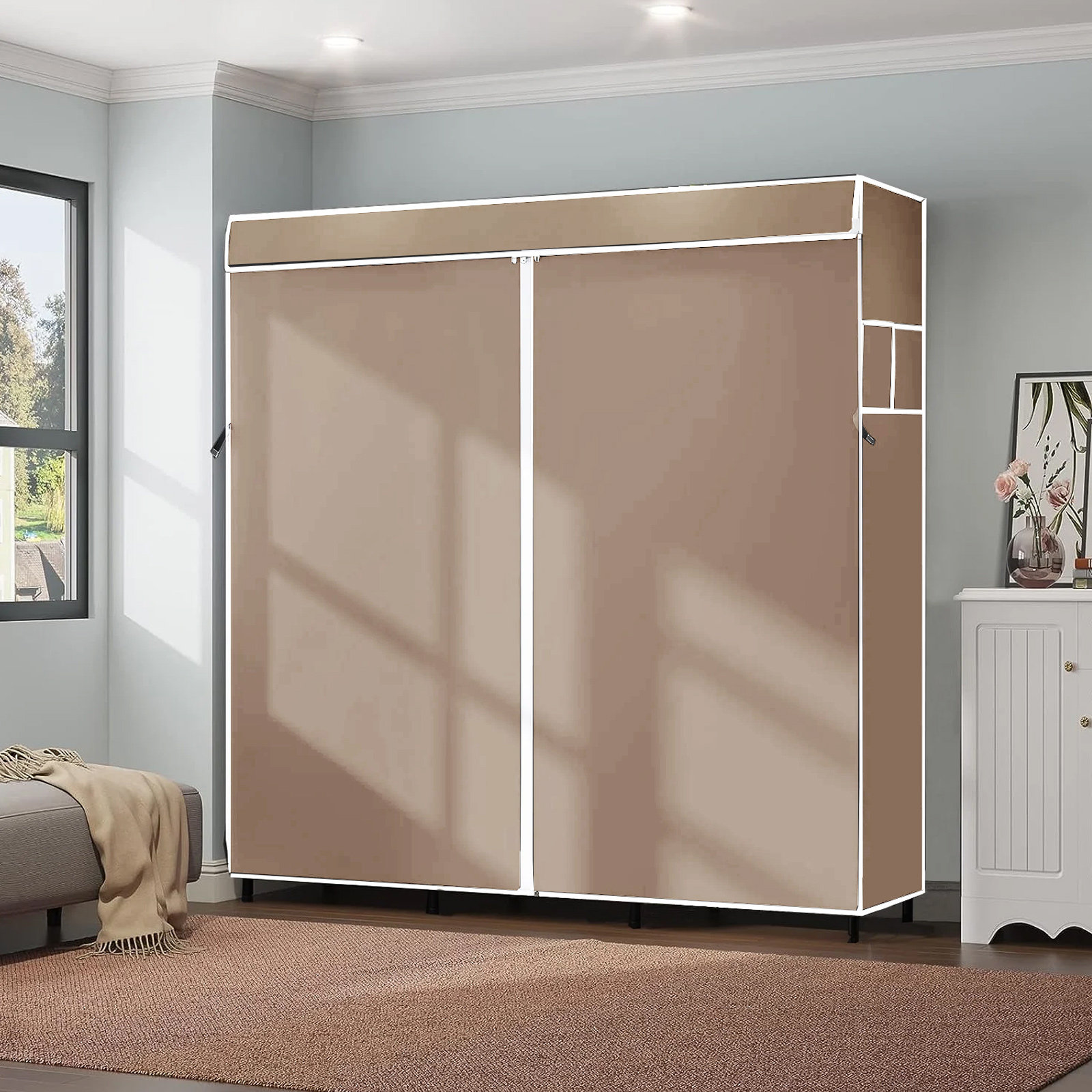Rebrilliant Portable Closet,Wardrobe Closet Organizer with Cover | Wayfair