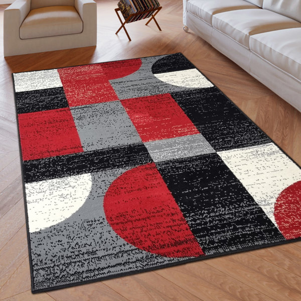 Corrigan Studio Black Red Area Rug | Wayfair.co.uk