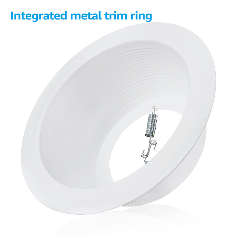 TORCHSTAR White 6" Metal Recessed Can Light Trim for 6" Halo Juno ...
