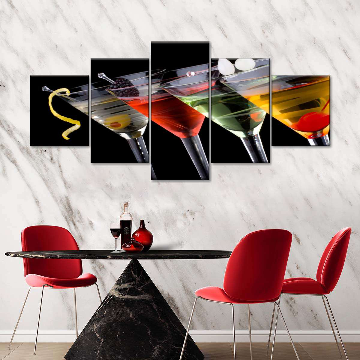 Elephant Stock Martini Fusion Cocktails On Canvas 5 Pieces Set | Wayfair