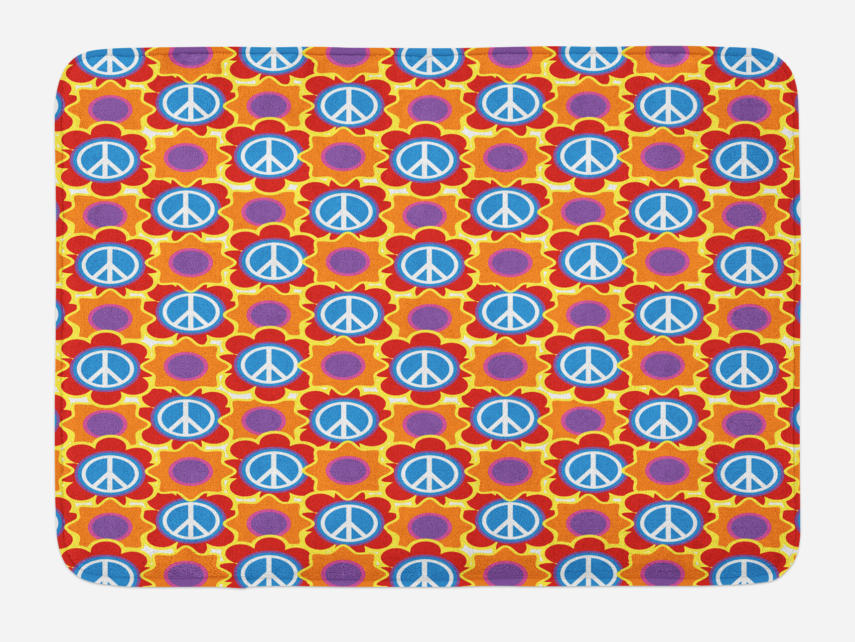 East Urban Home Hippie Plush Bath Mat, Groovy Funky Retro Peace, 30.2 ...