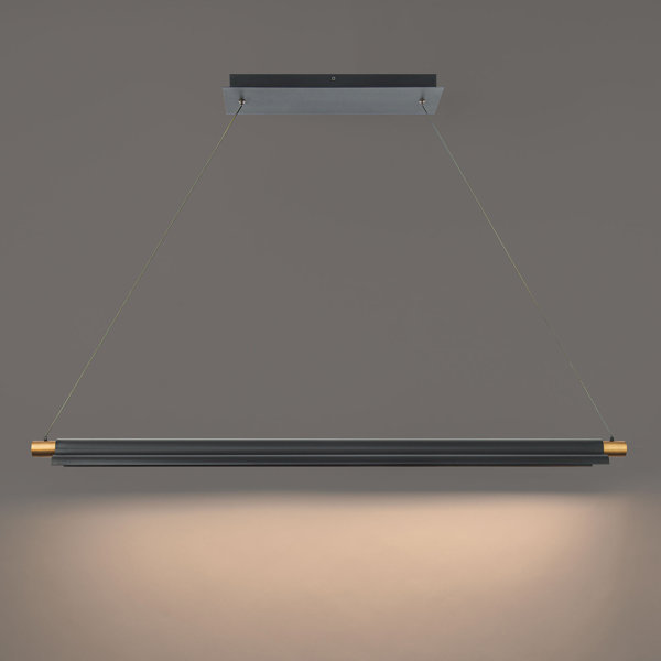 dweLED Pavilion 44.125 in LED Linear Pendant 3000K in Black/Aged Brass ...