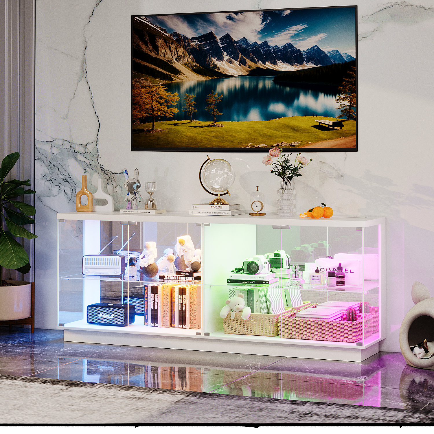 Wrought Studio 59'' W Clear Display Cabinet With Body Sensor Rgb Light ...