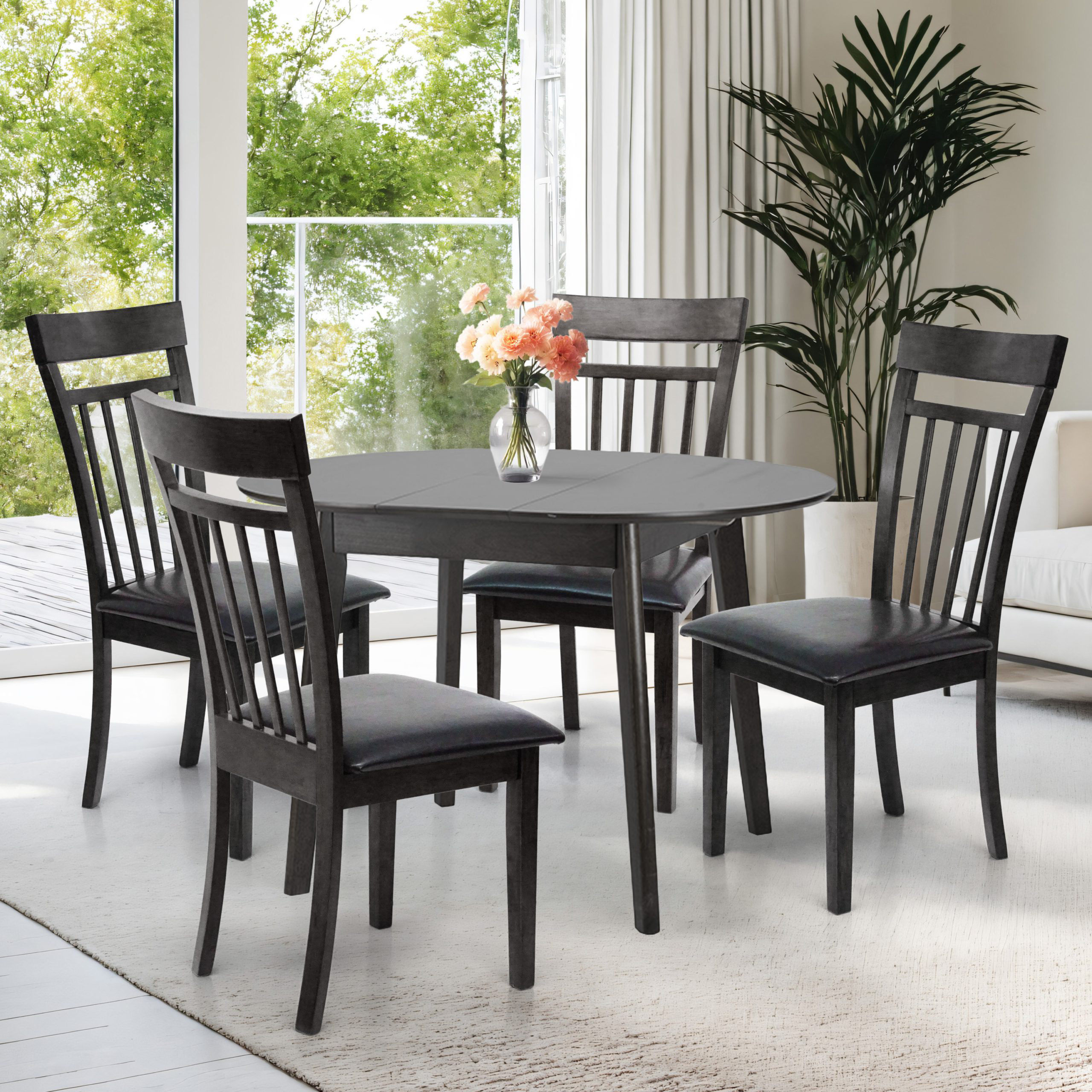 Winston Porter Dining Table Set for 4, Classic Style Solid Wood Warm ...