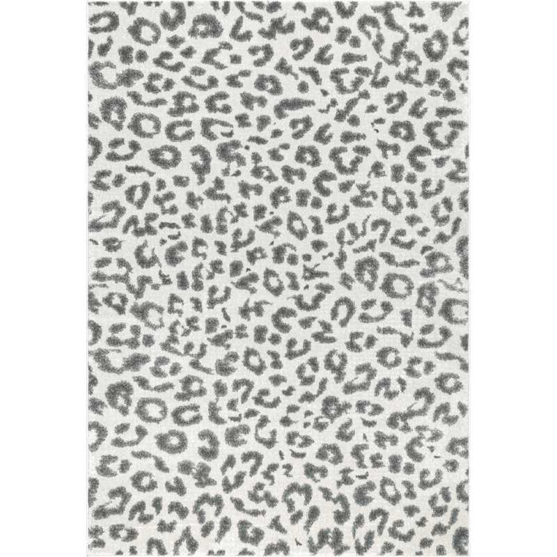 Ebern Designs Ruiz Modern Leopard Print Performance Gray Rug & Reviews ...