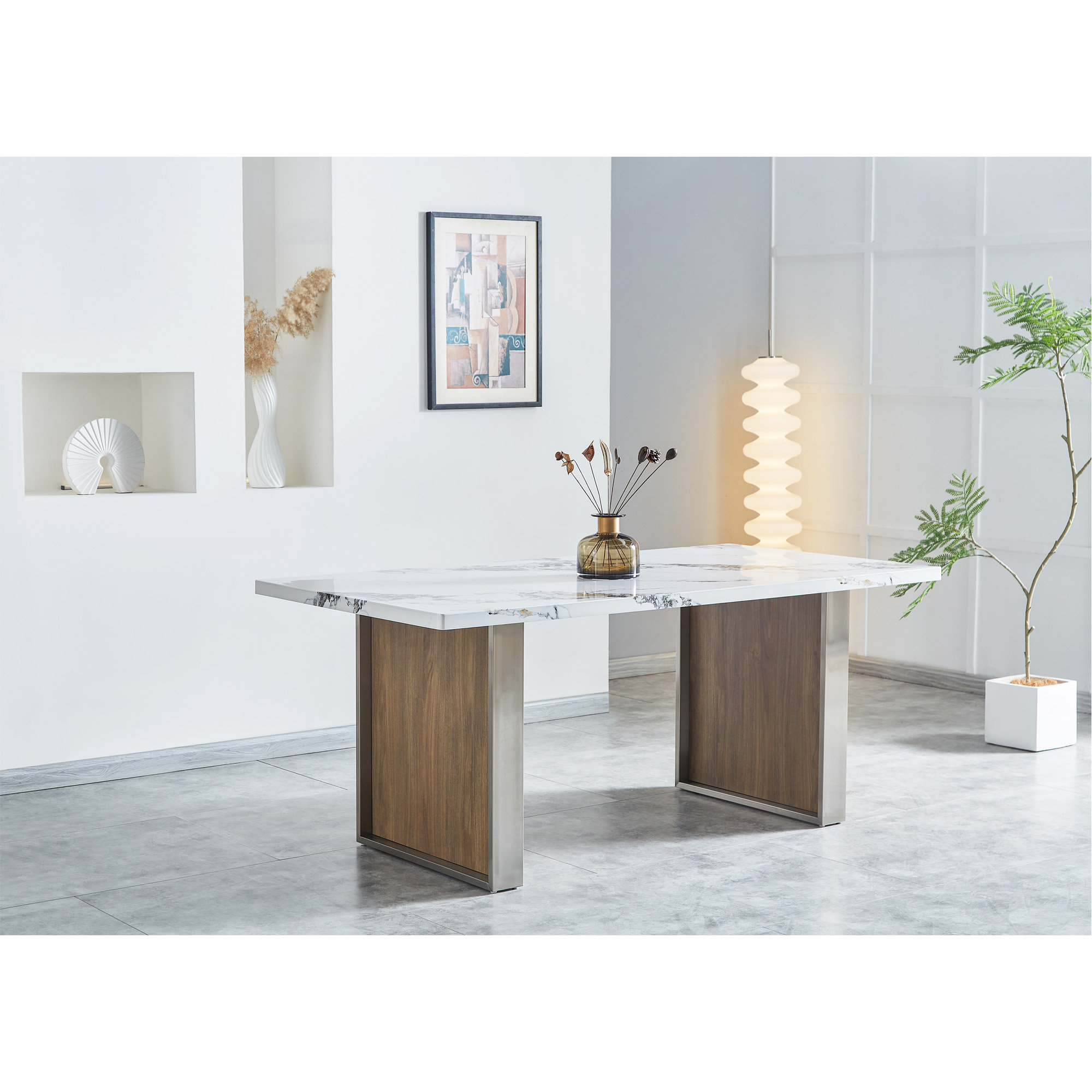 Ivy Bronx Faux Marble MDF Dinning Table For 6 Or 8 | Wayfair