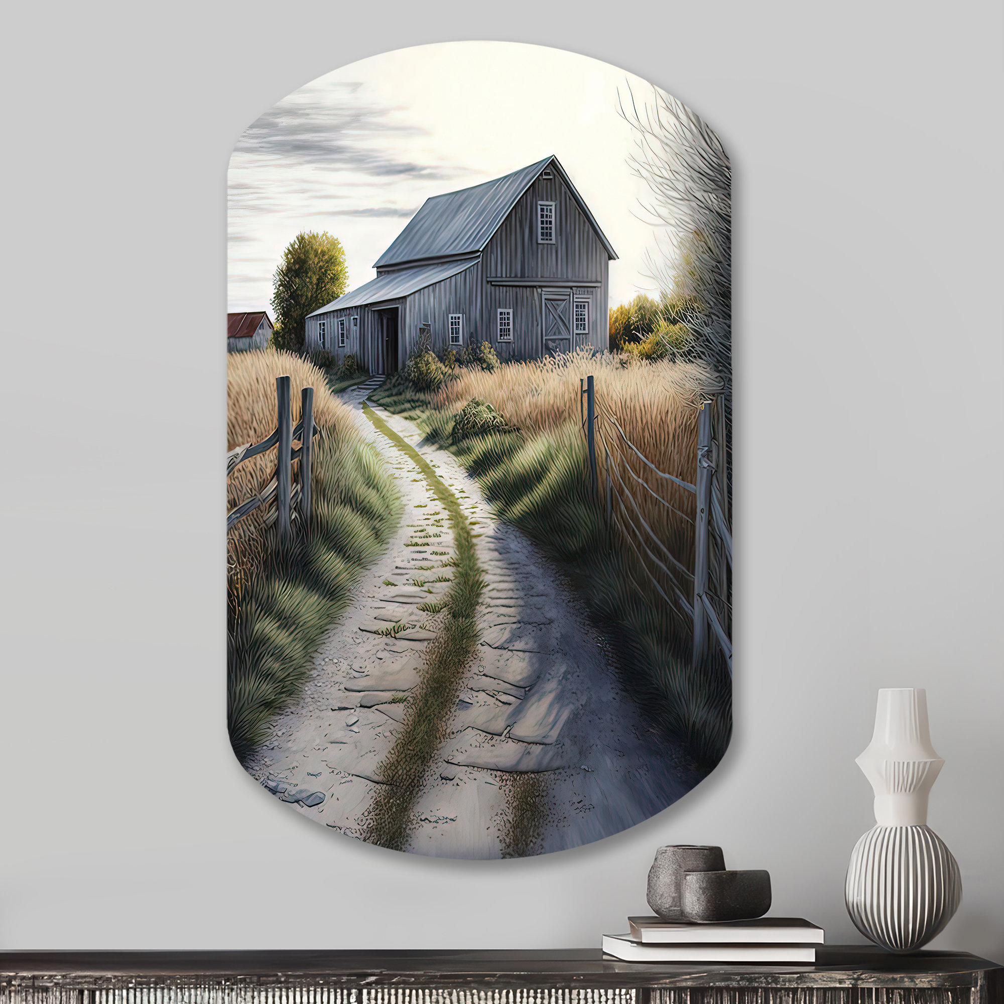 Design Art Picturesque Winding Path And Barn IV - Barn Farm Ranch ...