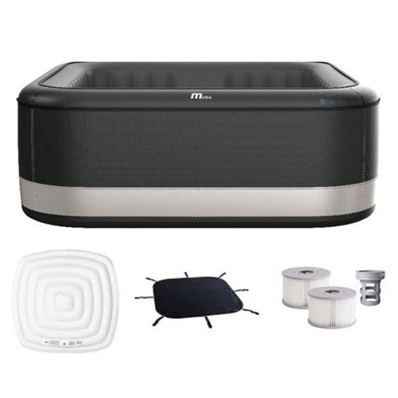MSpa Square Inflatable Bubble Massage Spa, 4-6 Person Outdoor Hot Tub ...
