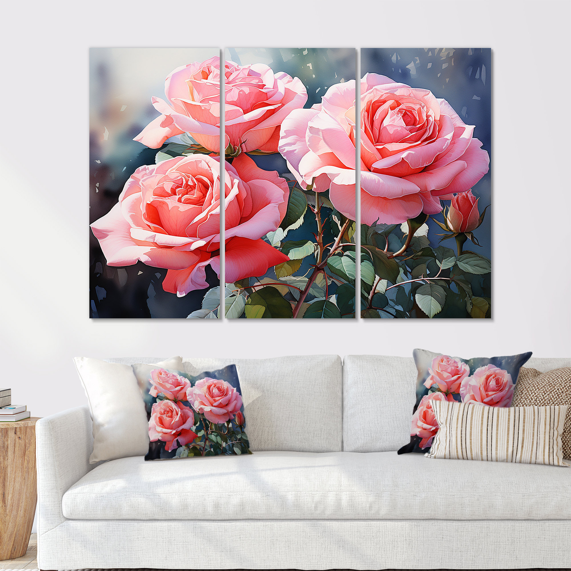 Lark Manor Minimalism Pink Roses Dream I - Roses Canvas Art Set ...