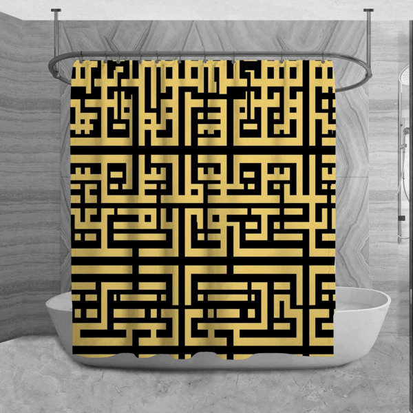 East Urban Home Greek Key Shower Curtain Pattern Bathroom Decor Black ...