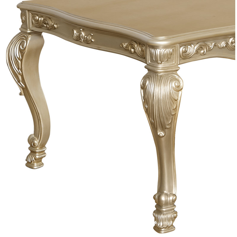 Cosmos Furniture Miranda Collection Gold Finish Pedestal 9-Piece Dining ...