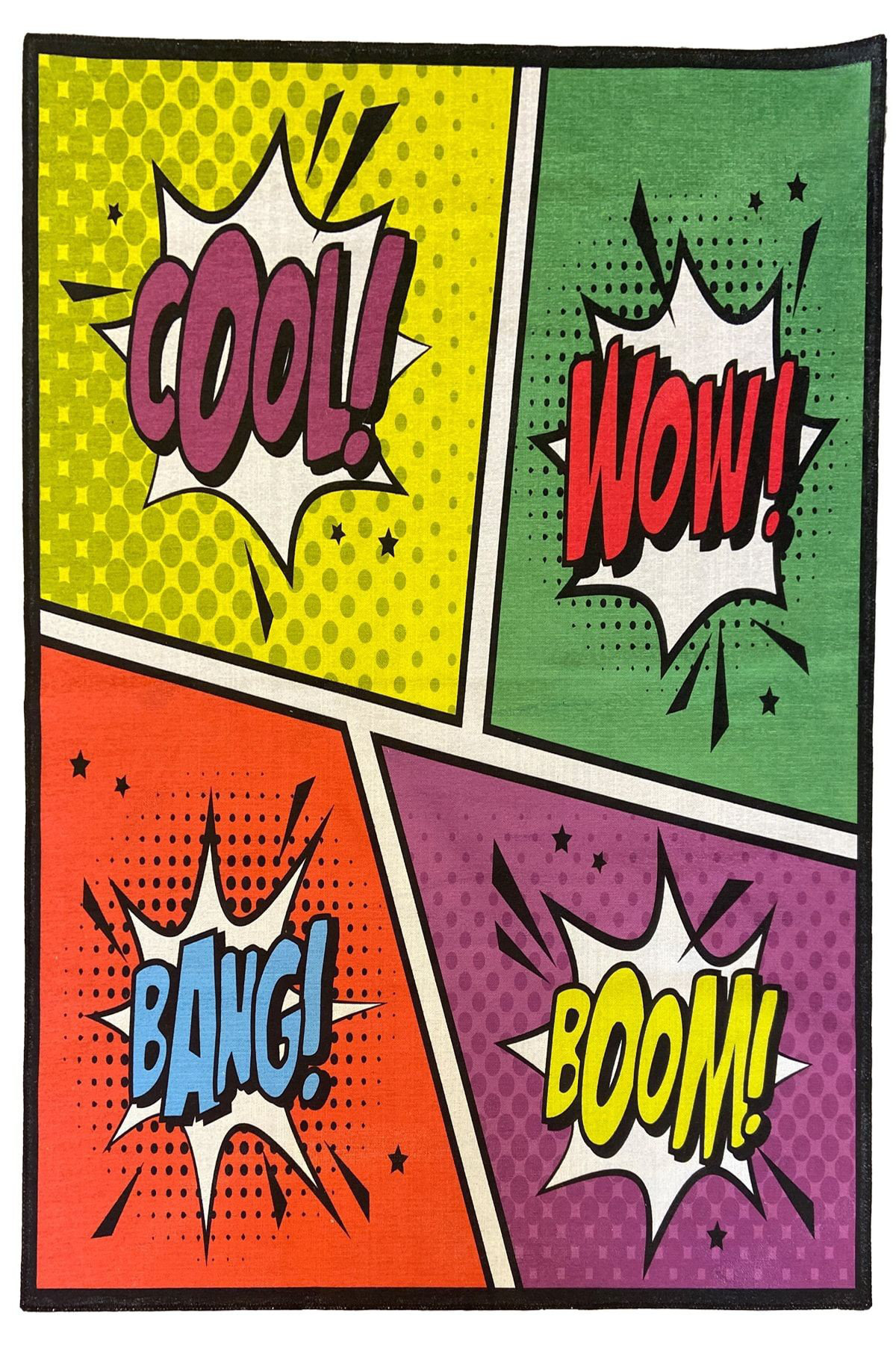Orren Ellis Pop Art Cool Wow Bang Boom Text Machine Washable Rug ...