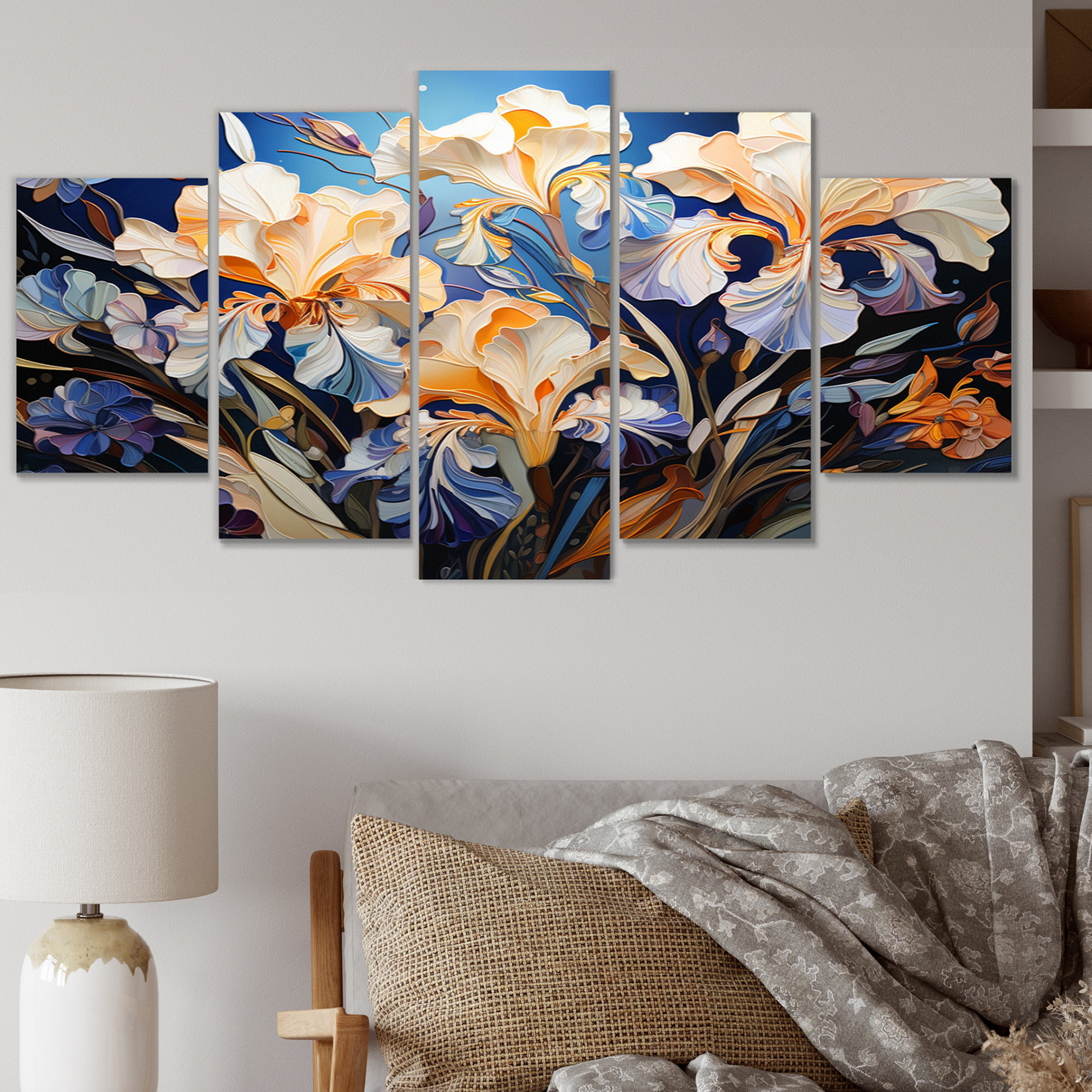 Red Barrel Studio Yellow Blue Irises Iris Dance - Floral Metal Wall ...