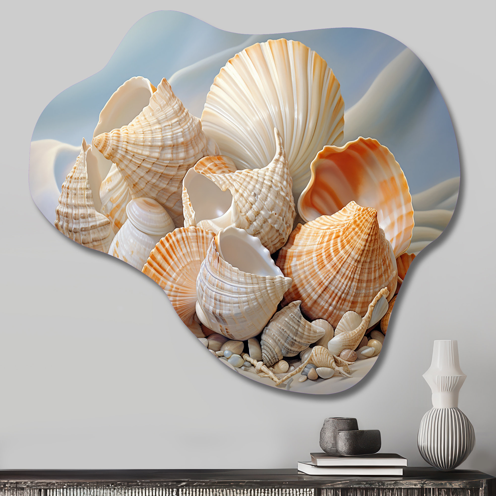 Design Art Photorealistic Seashells Collage - Seashell Cloud Shape ...