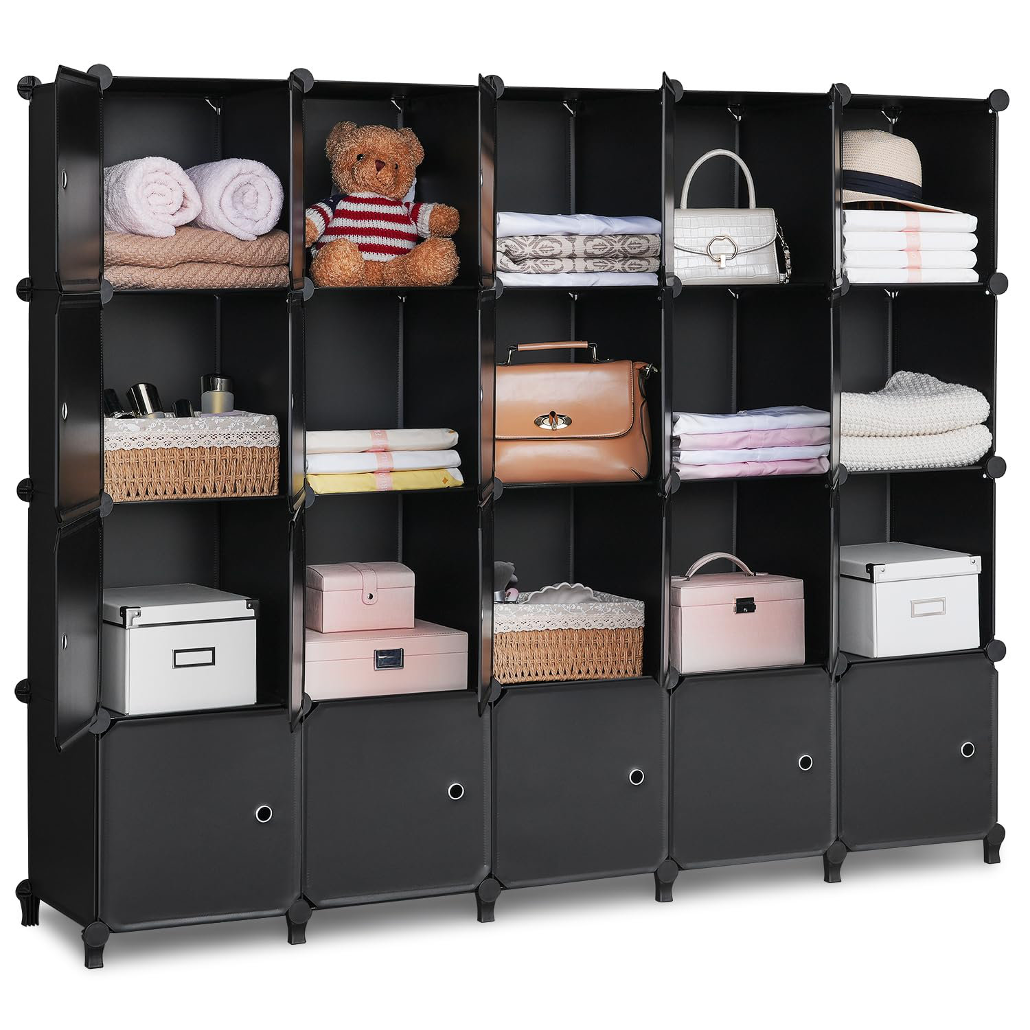 Rebrilliant 20-Cube Storage Organizer With Doors, Black Freestanding ...
