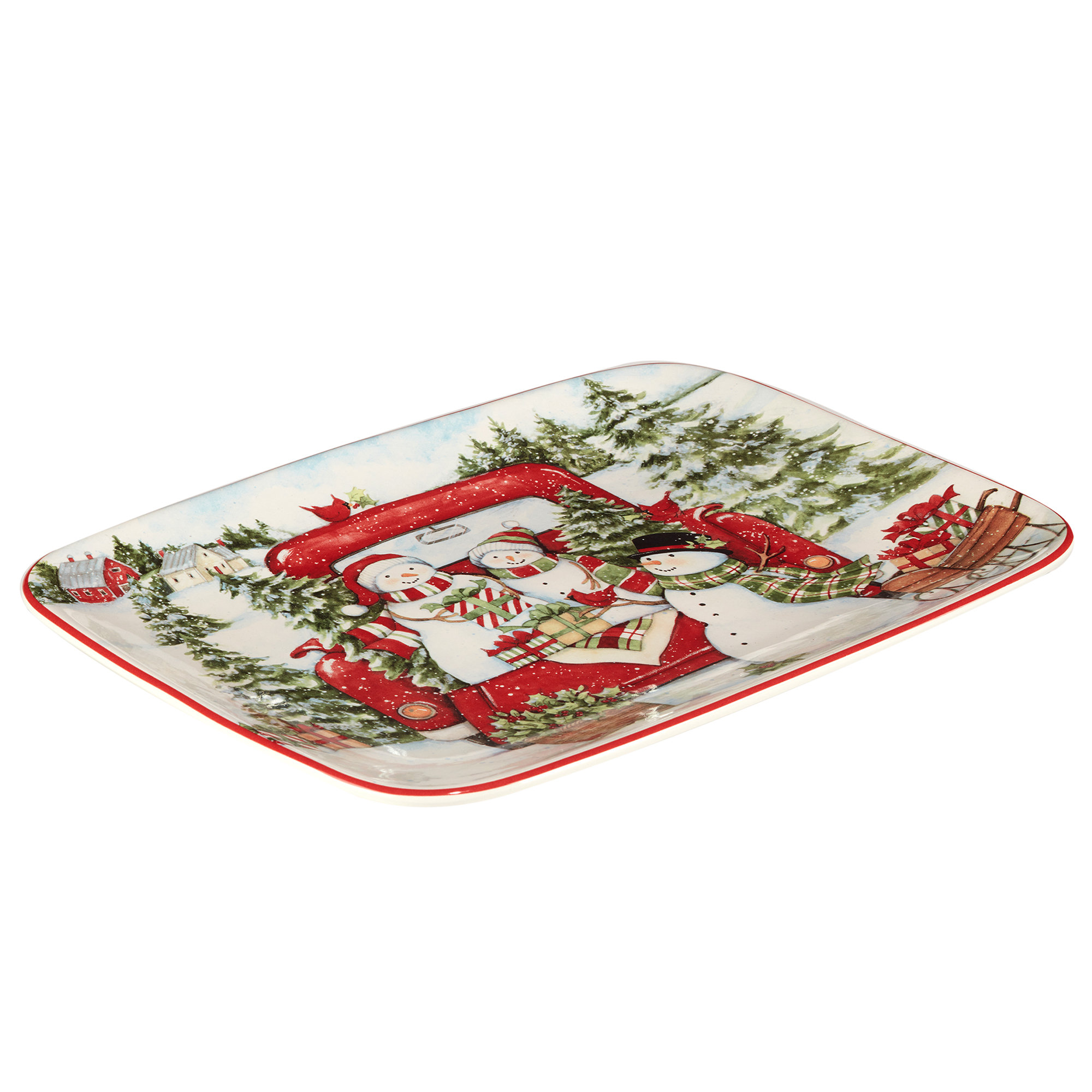 Certified International Red Truck Christmas Rectangular Platter | Wayfair