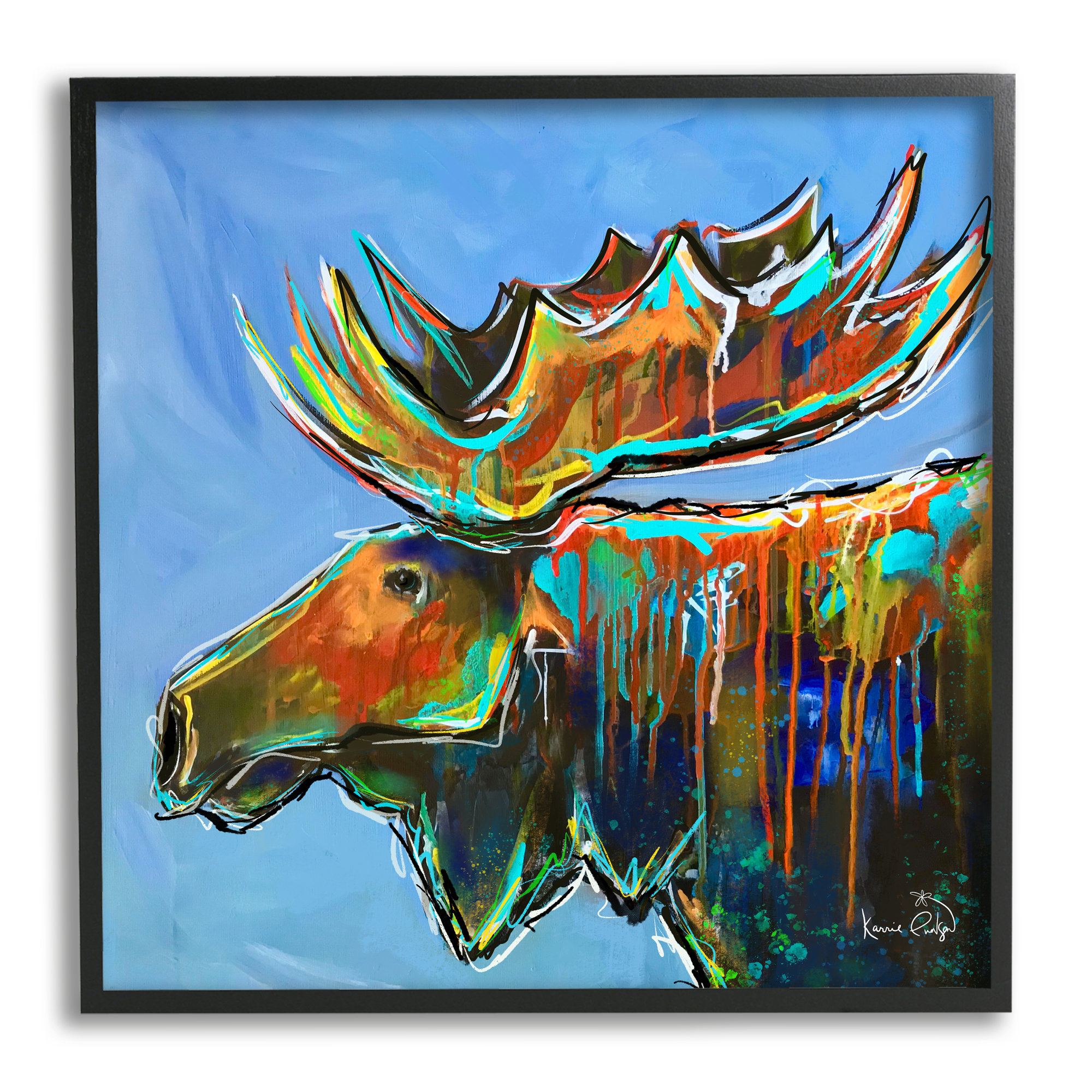 Stupell Industries Contemporary Street Style Paint Drip Bold Moose ...
