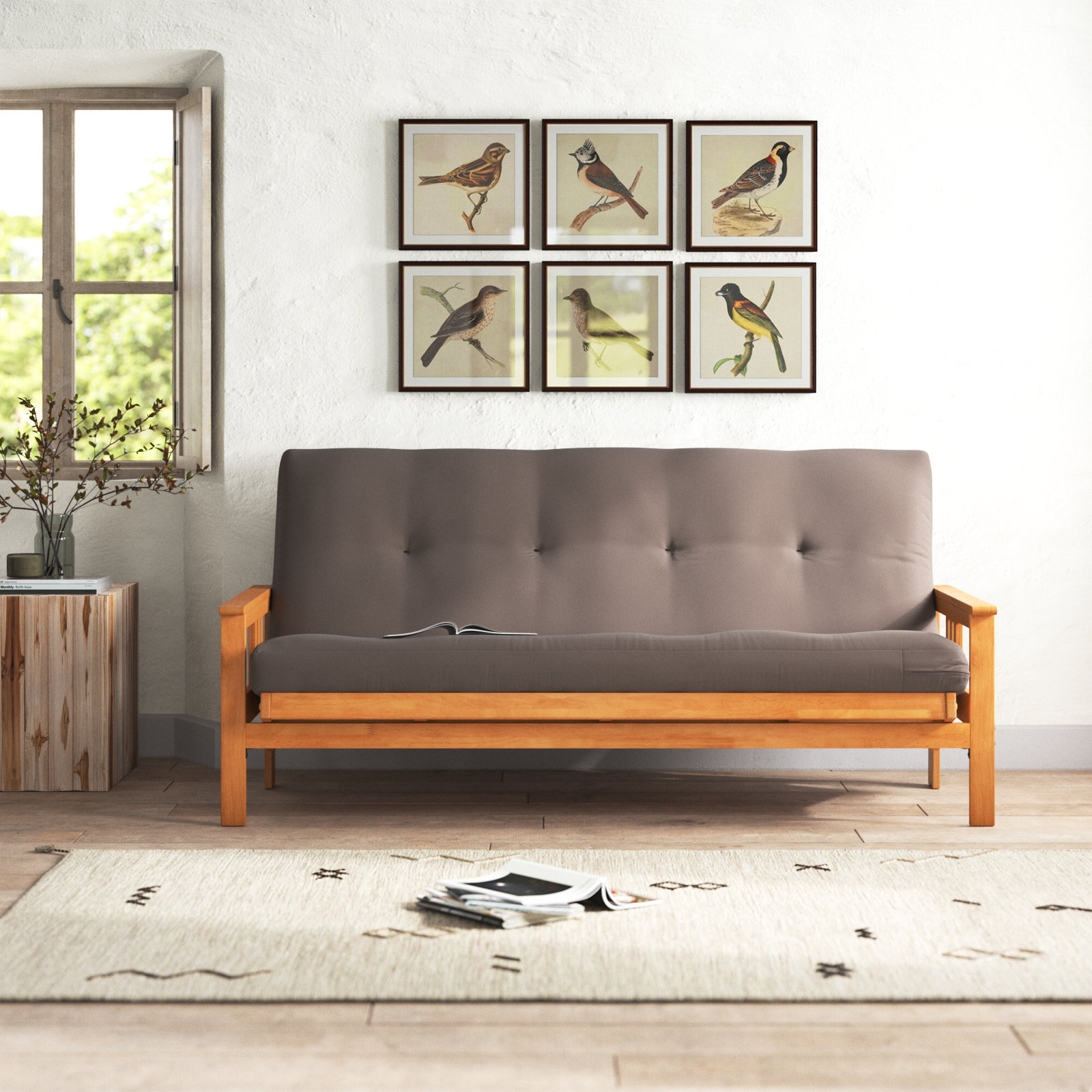 Wade Logan® Lakel Full-Size Futon Frame Includes 6" Innerspring ...