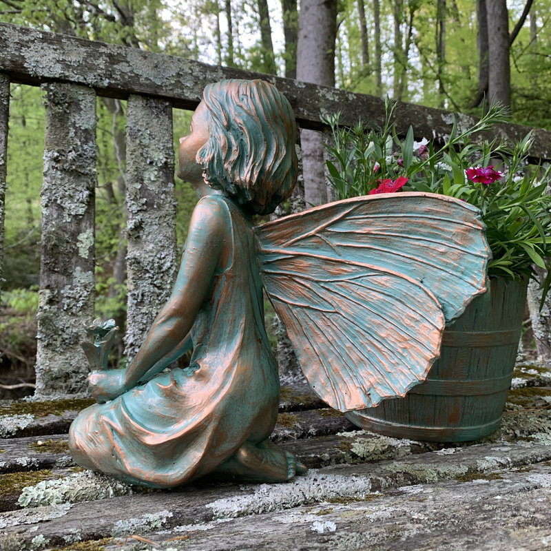HomeStyles Suffolk Fairy Rebecca with Barrel Planter Garden Statue ...