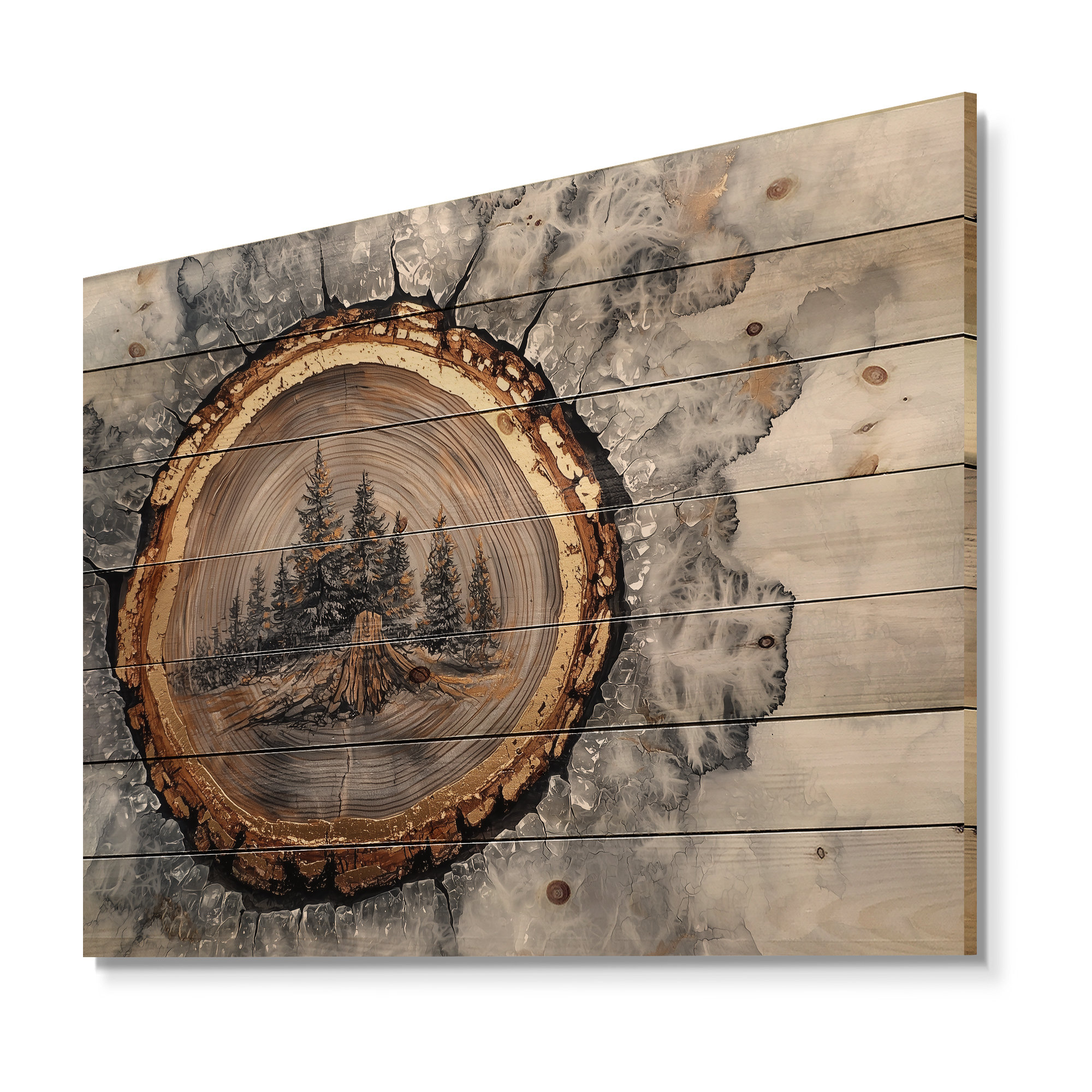 Ophelia & Co. Crystal Forest Landscape Wood Slide - Forest Wood Wall ...