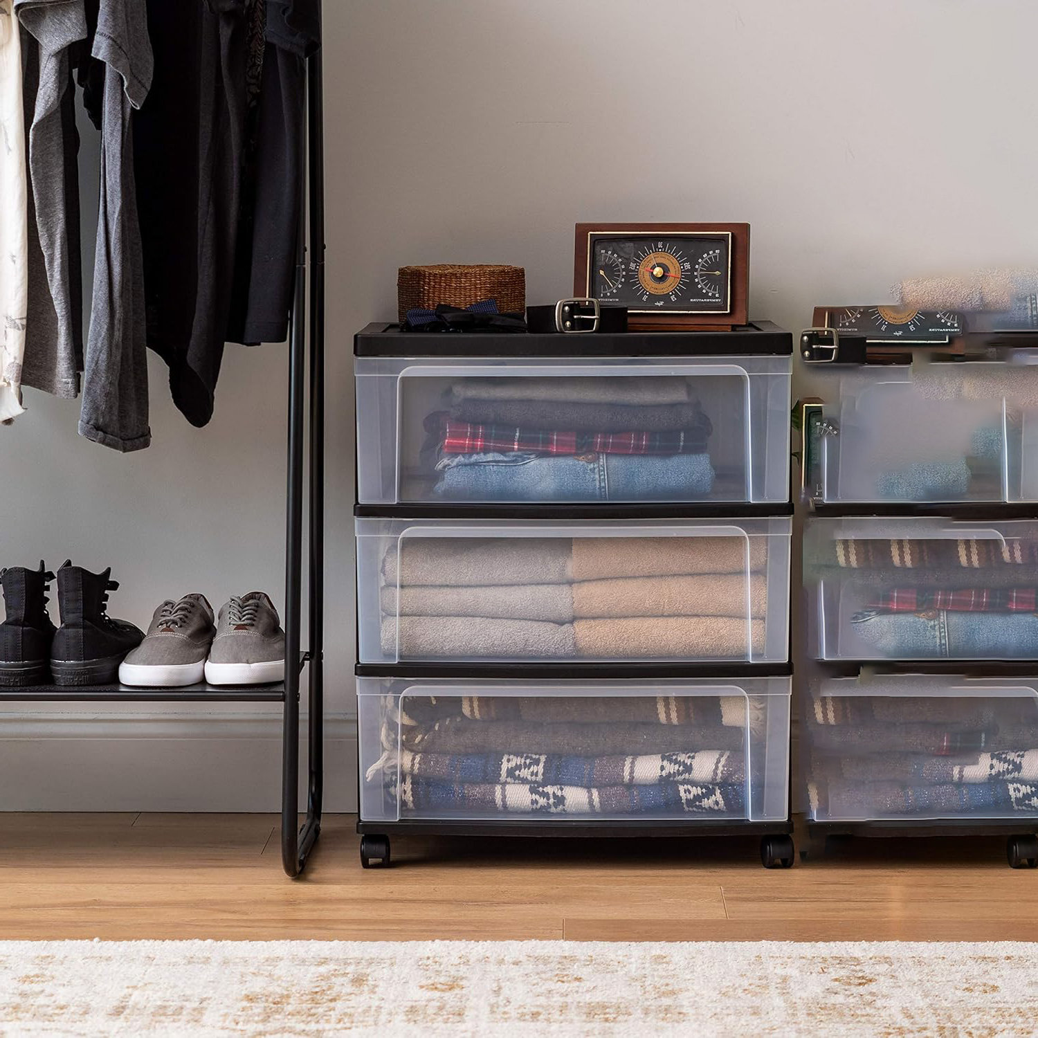 Brayden Studio® 3 Drawer Wide Storage Drawer Cart with Caster Wheels ...