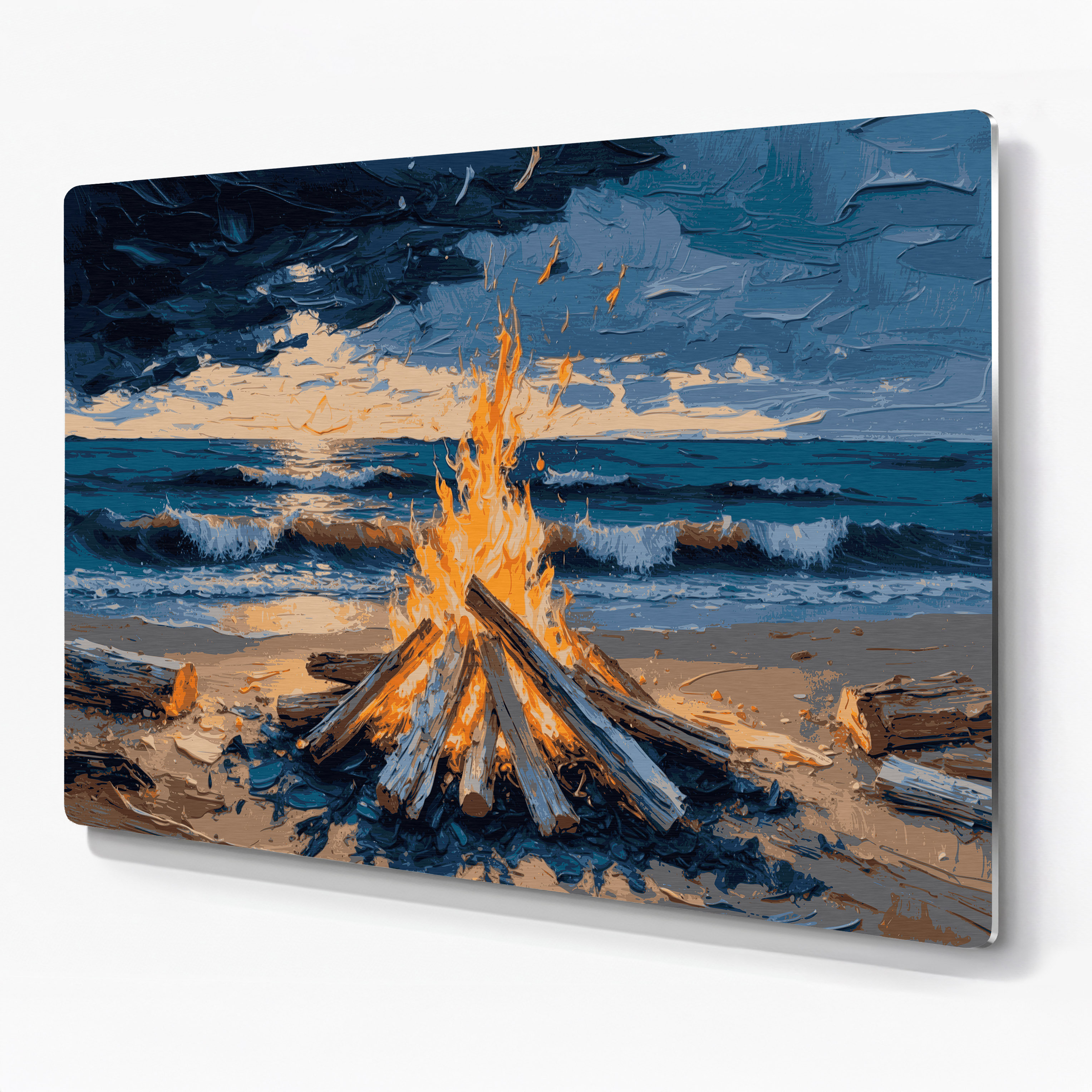 Hokku Designs Coastal Beach Bonfire Blue Metal Wall Art - Wayfair Canada