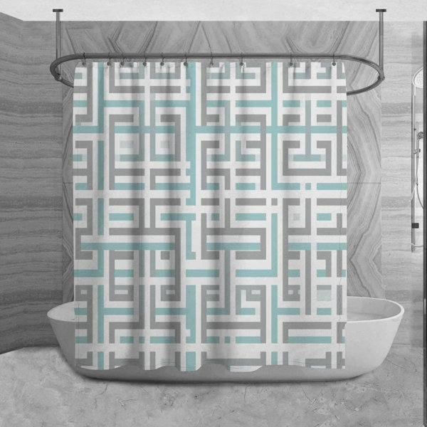 East Urban Home Greek Key Shower Curtain Pattern Bathroom Decor Grey ...