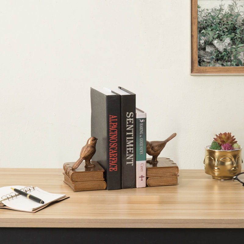 Red Barrel Studio® Birds & Books Resin Bookends & Reviews | Wayfair