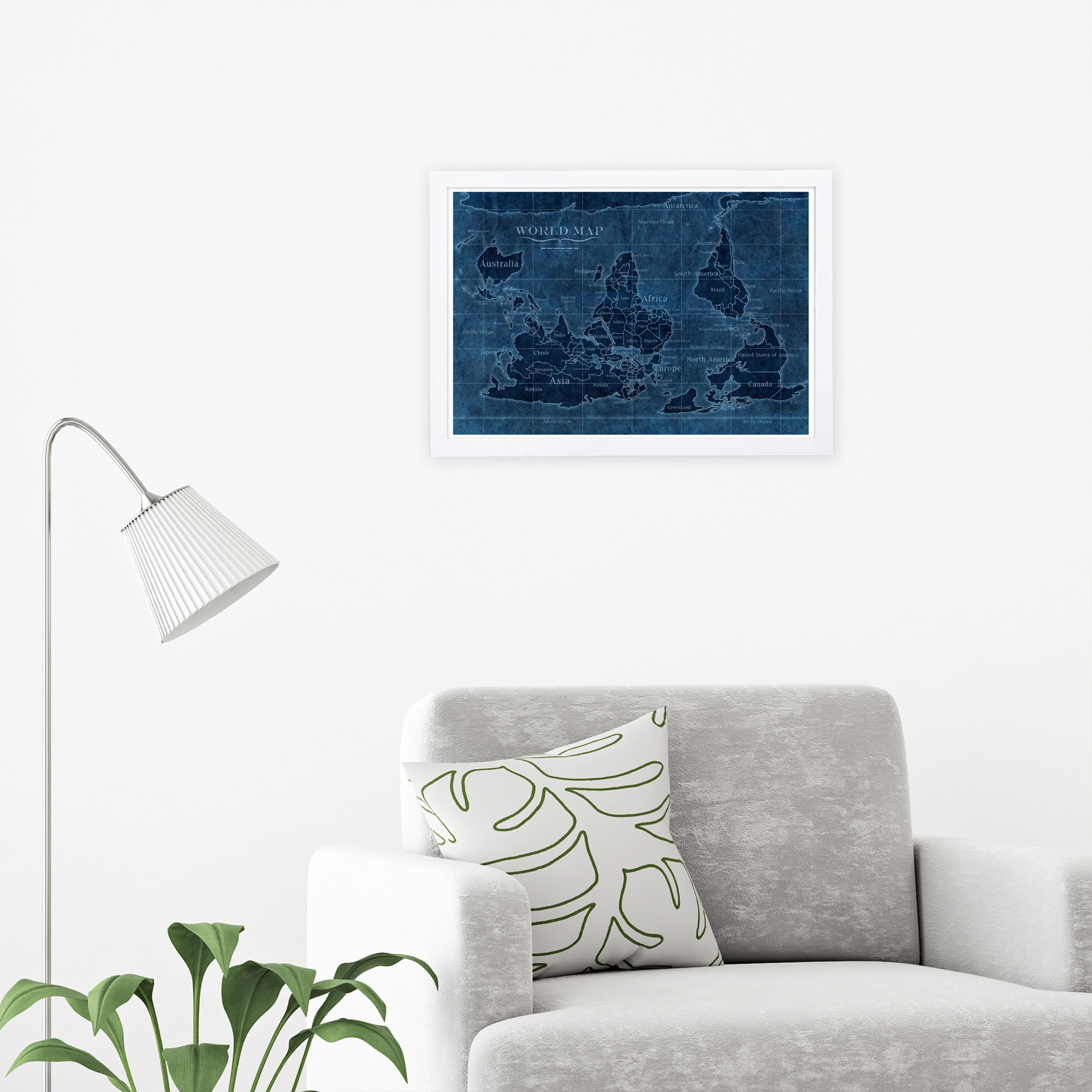 World Menagerie 'Upside - Down Map of the World' Framed Graphic Art ...
