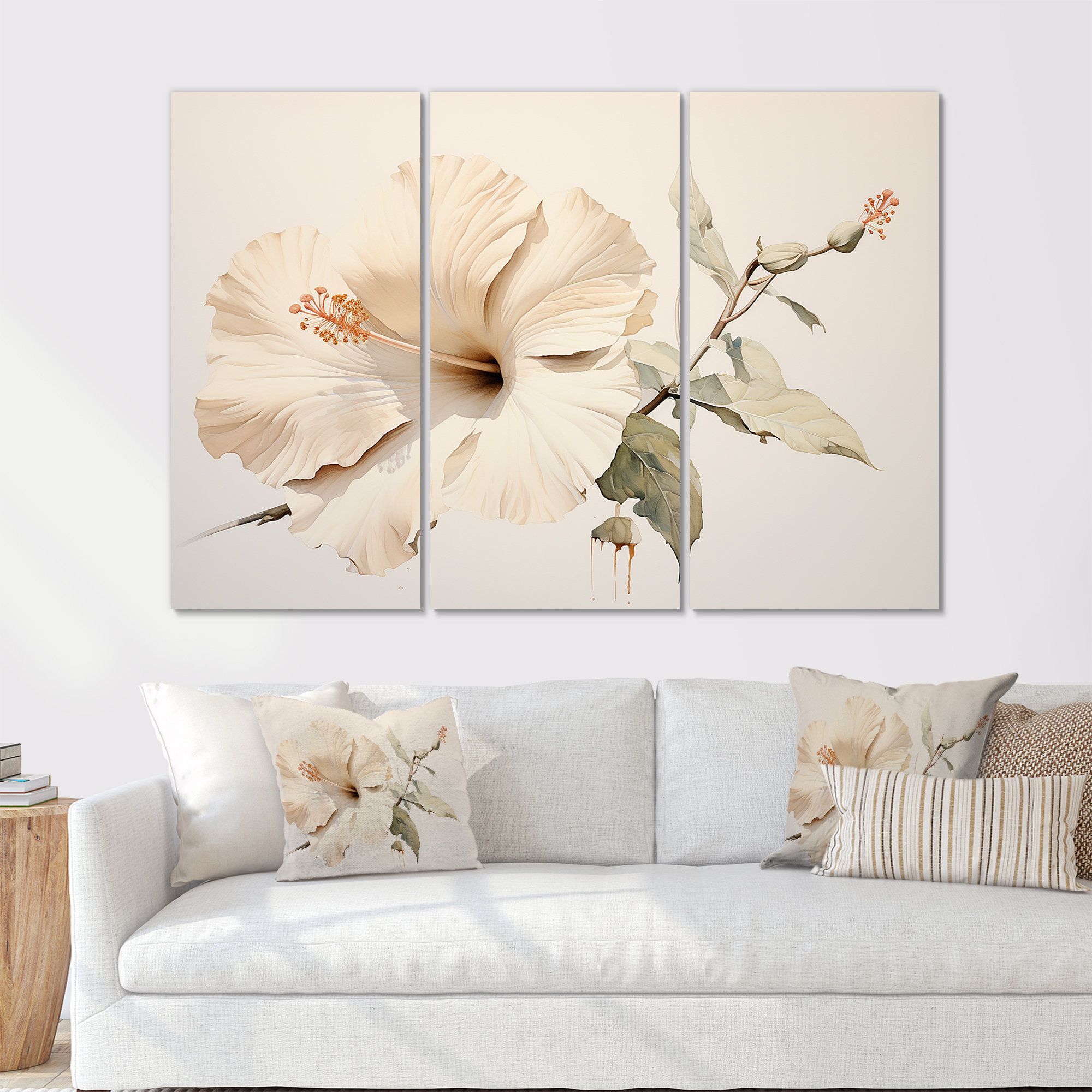 Latitude Run® Beige Minimalism Hibiscus Wonder I - Hibiscus Wall Art ...