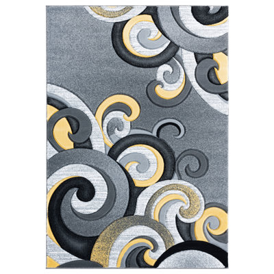 Orren Ellis Zabala Paisley Abstract Yellow/Gray/Black Area Rug ...