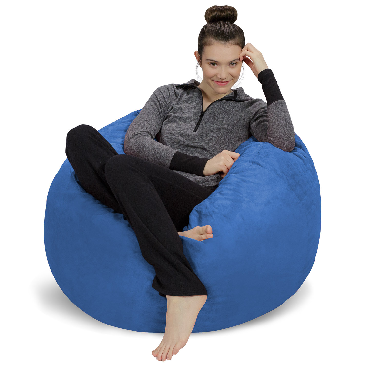 Sofa Sack Bean Bag Chair - Shredded Foam Filled Round Pouf Chair ...