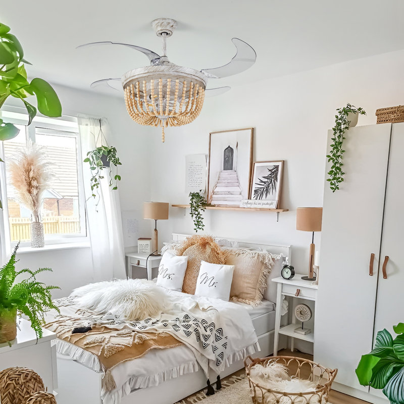 Dakota Fields Callandra 48 inch Farmhouse Boho Retractable Ceiling Fan ...