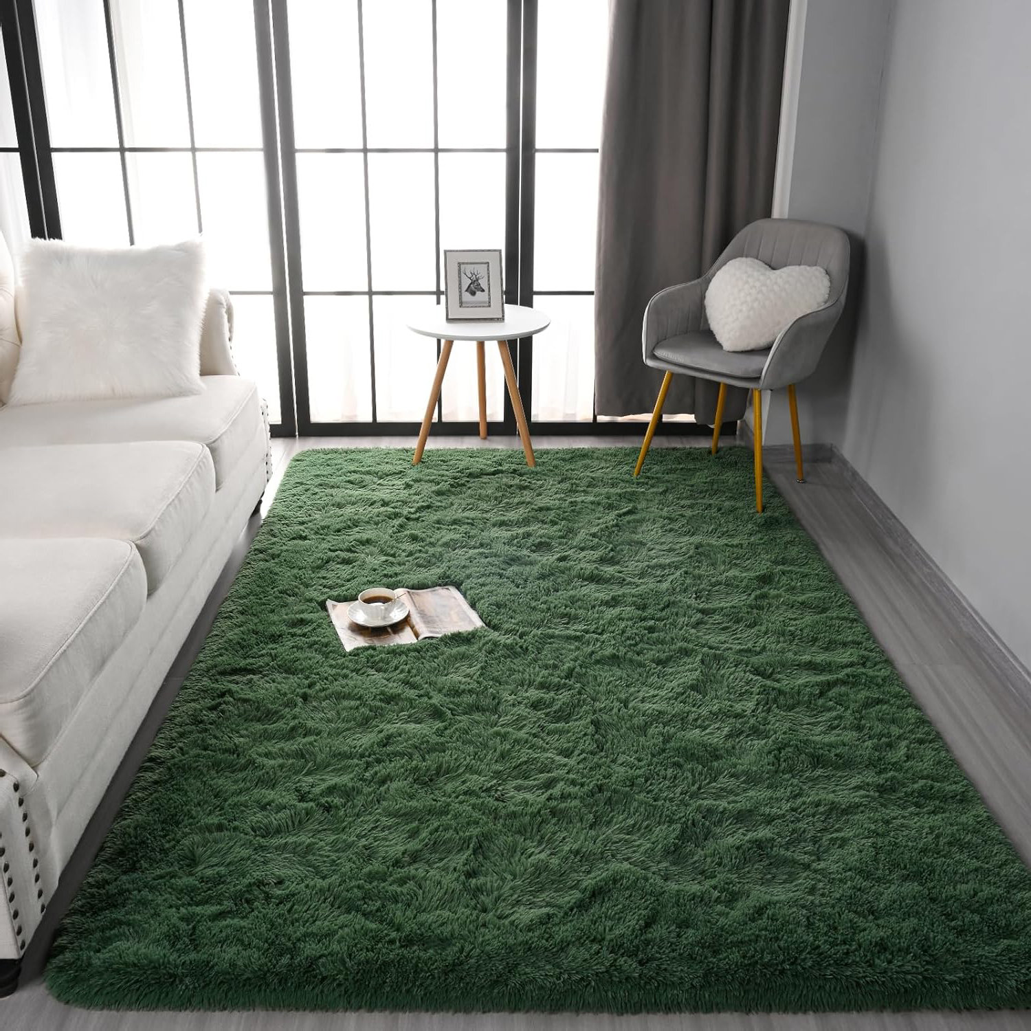 Mercer41 Fluffy Deep Green Rug - Wayfair Canada