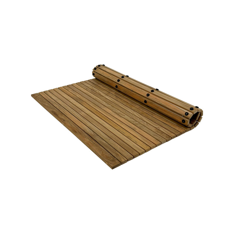 Nordic Style Teak Natural Shower And Bath String Mat With Rubber ...