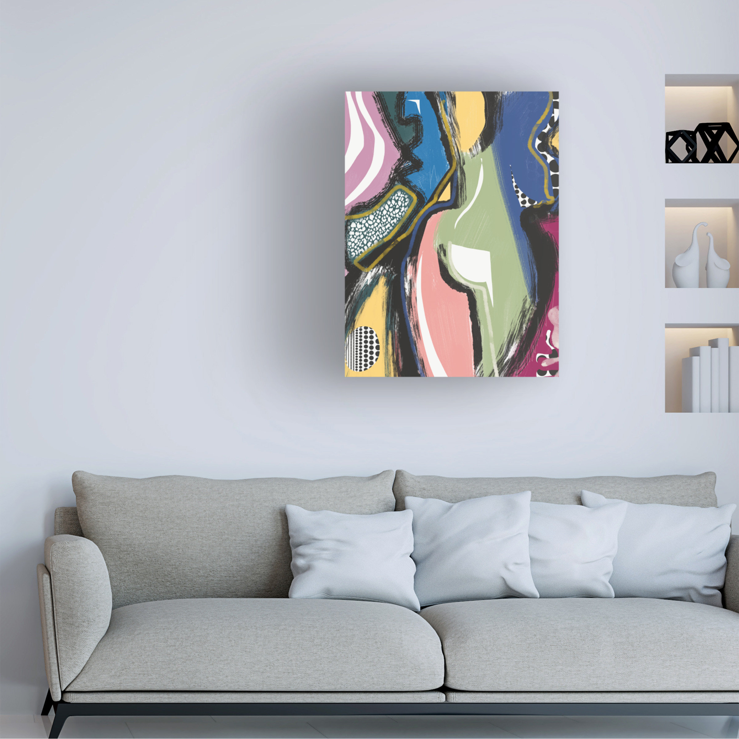 Ebern Designs Bolog Little Dean Colorful Abstract Bum Canvas Art | Wayfair