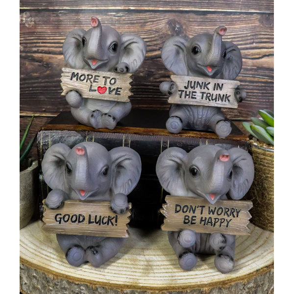 Trinx 4 Piece Hamsa Baby Elephants Holding Signs with Funny Sayings ...