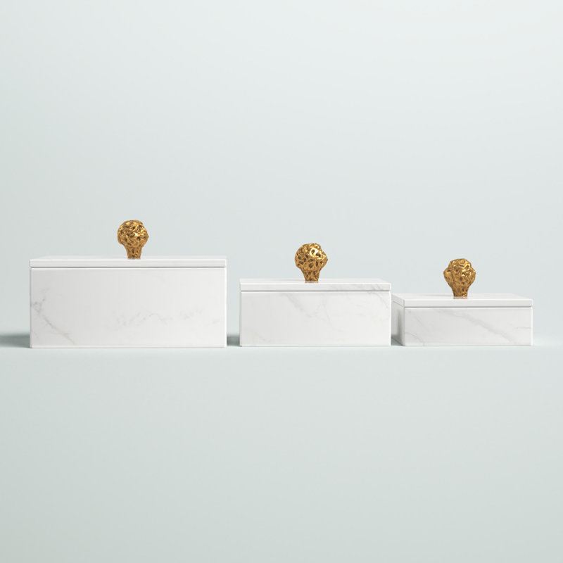 Mercury Row® Roder 3 Piece Marble Decorative Box Set & Reviews | Wayfair